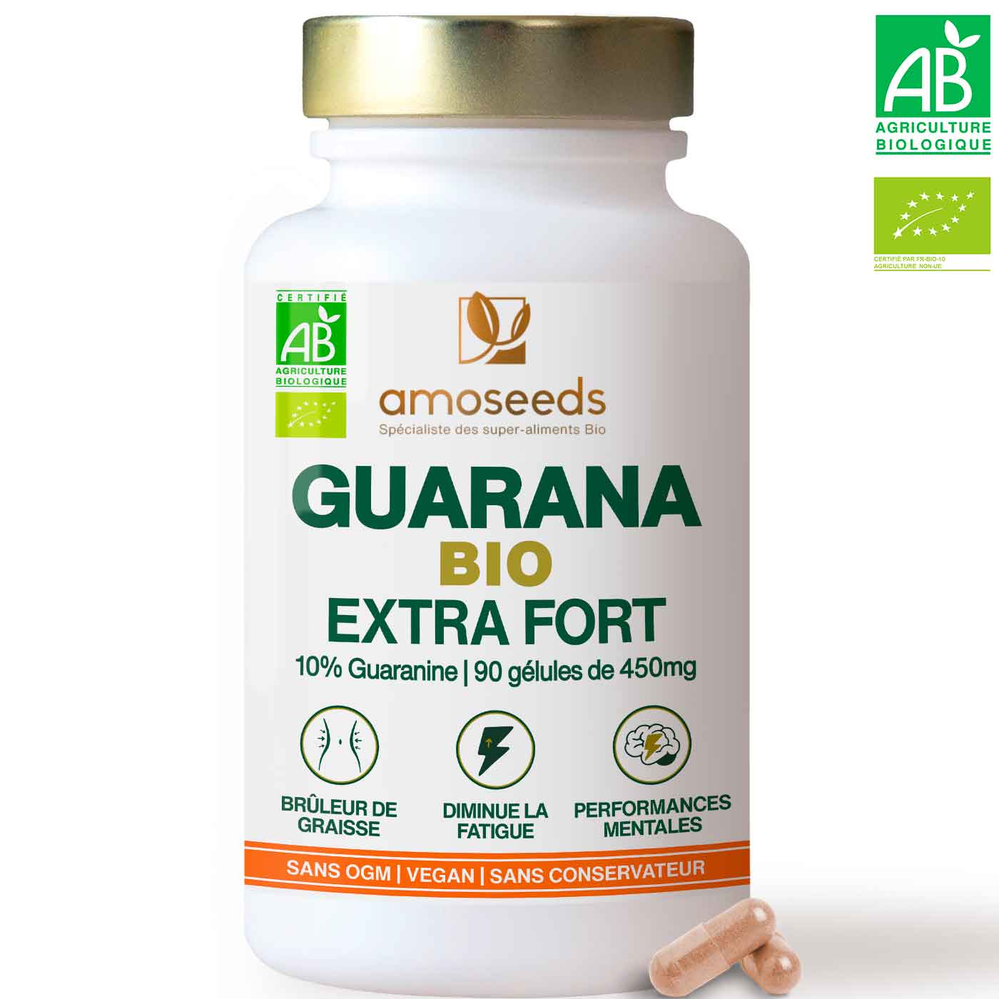 GUARANA NATIF BIO 10% GUARANINE | 90 GÉLULES - Tahiti Natural Products