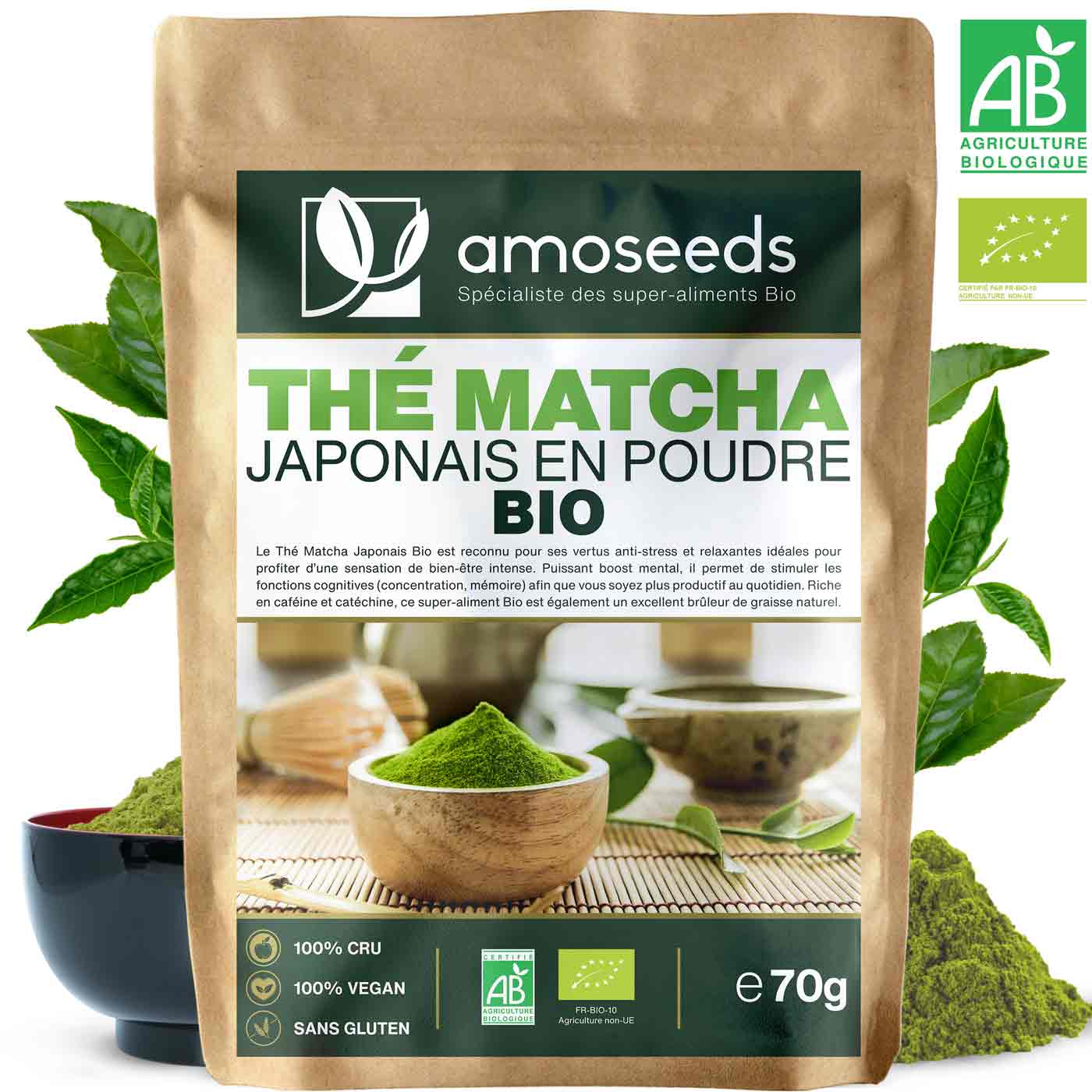 THÉ MATCHA JAPONAIS EN POUDRE BIO 70g - Tahiti Natural Products